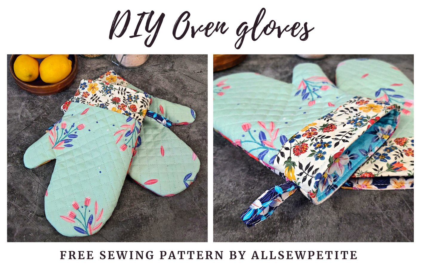 DIY fabric oven gloves - free sewing pattern - allsewpetite