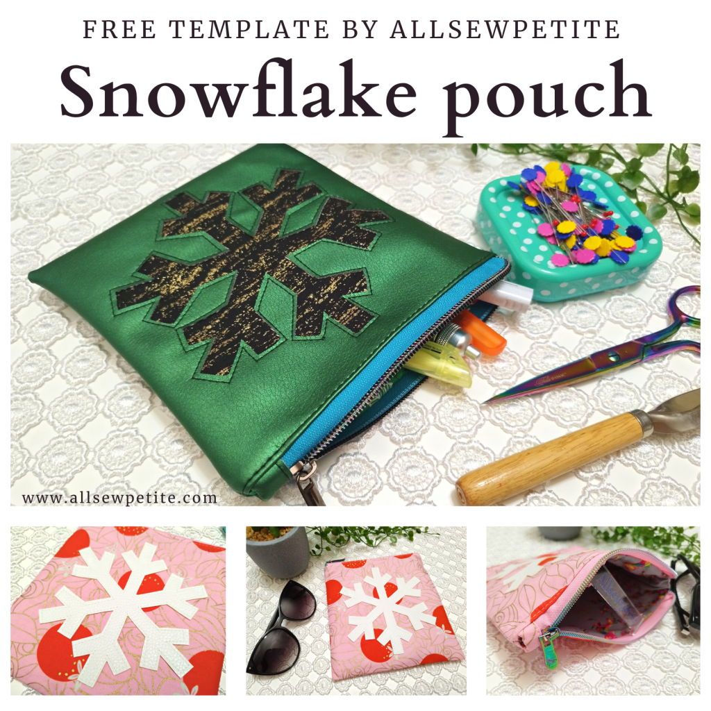 Snowflake Applique Pouch - Free Template & Video Tutorial - allsewpetite